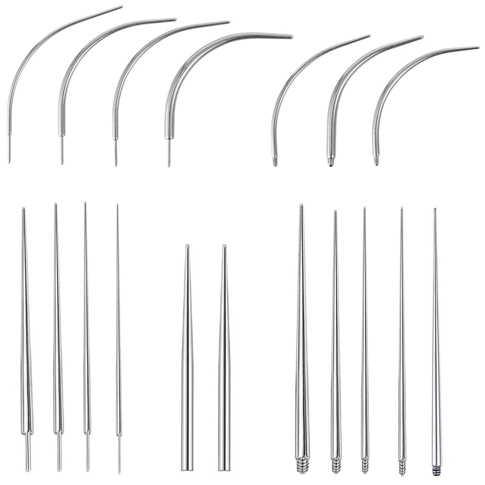 Piercing Taper Tool 18Pcs - 14G, 16G, 18G, 20G, Straight, Curved ...