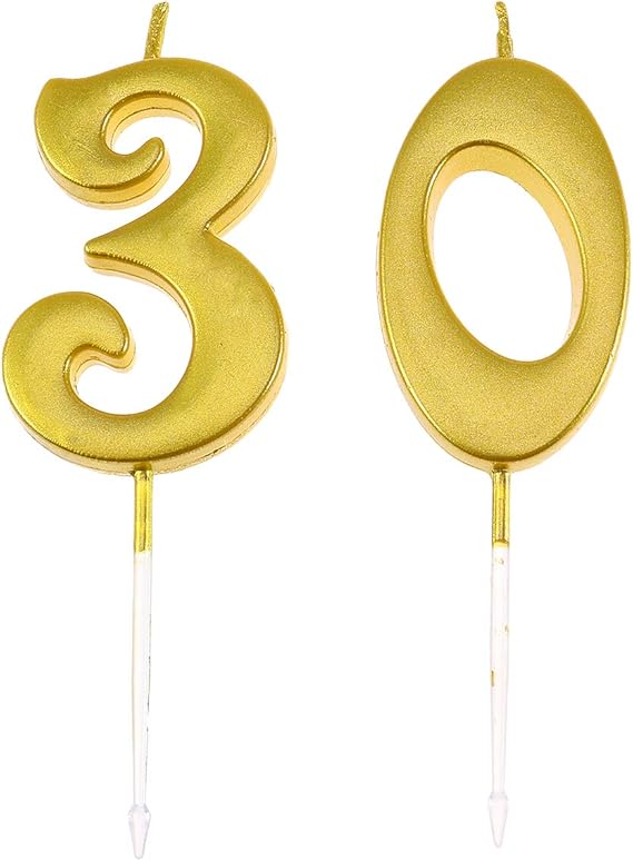 Amosfun 2pcs 30 Birthday Candle Number Candle Bithday Cake Topper ...