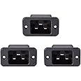 uxcell C20 Panel Mount Plug Adapter AC 250V 16A 3 Pins IEC Inlet Module ...