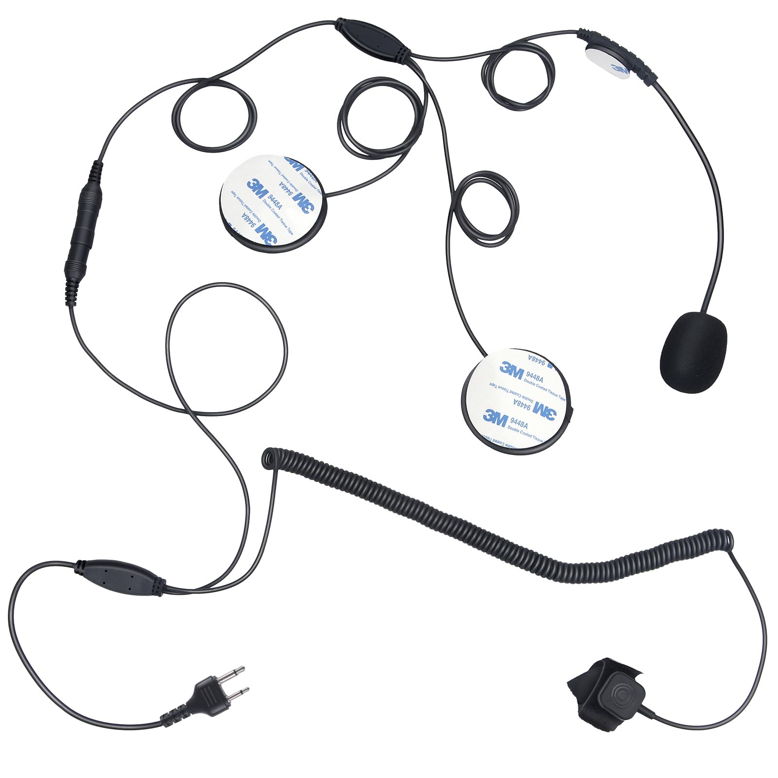 Helmet Kit Ptt Mic Intercom Earpiece Walkie Talkie 2-Way Communication ...