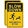 Amazon.com: Slow Down Kids and Pets at Play Signs, 18" x 12" Children ...