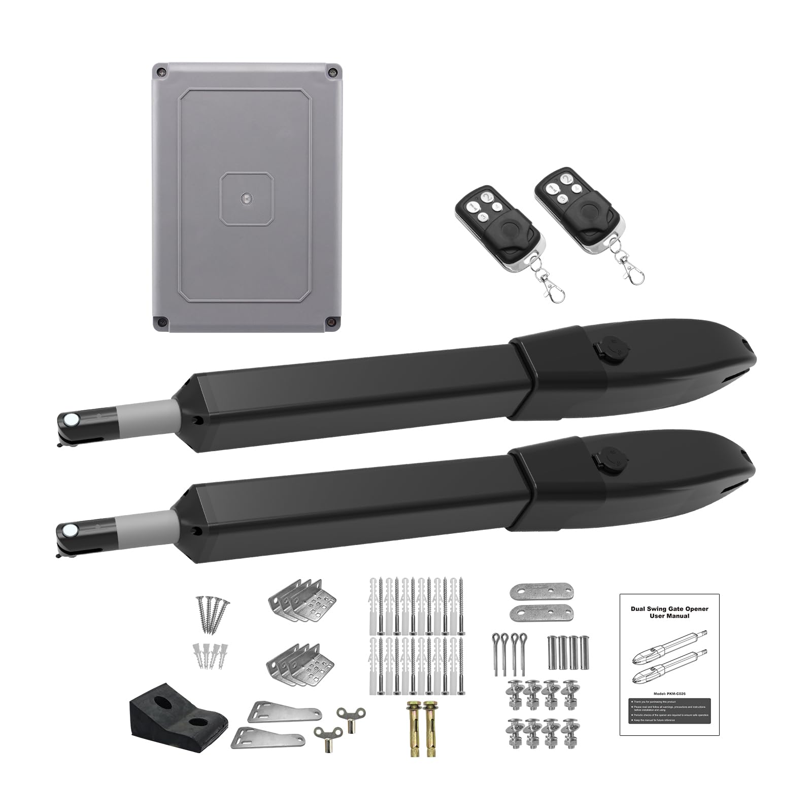 JUJIANG Automatic Gate Opener with Remote Complete Kit for Swing Gate ...