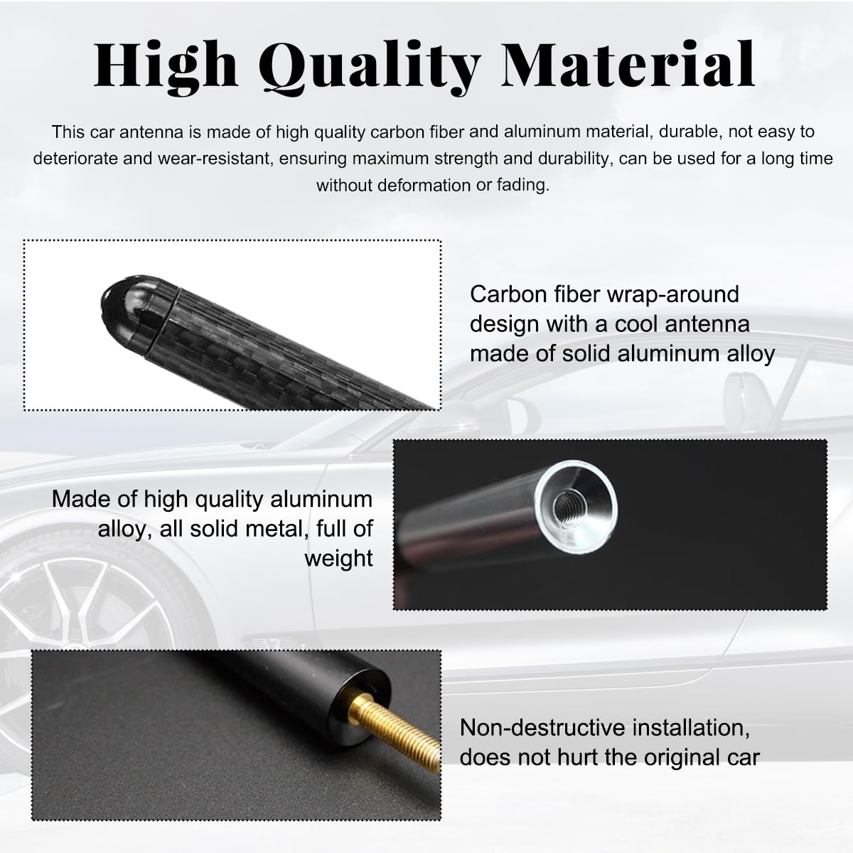 Mua Sylvil Car Short Antenna, 4.72" Stubby Aluminum Radio Antenna Replacement, Carbon Fiber ...