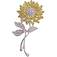 Amazon.com: Brooch Pins Gold Sunflower Rhinestone Crystal Brooch Pins ...