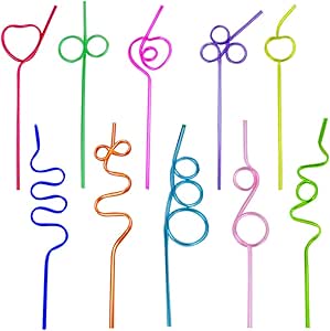 Amazon.com: Tomnk 60pcs Crazy Loop Straws Silly Colorful Drinking ...