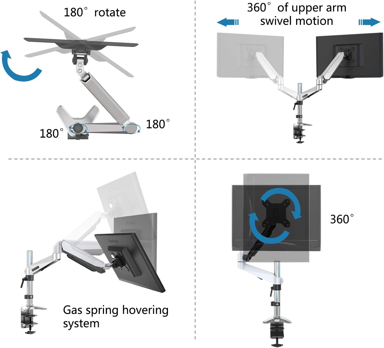 Eono by Amazon – Full-Motion Desk Monitor Mount for 15″–27″ Screens ...
