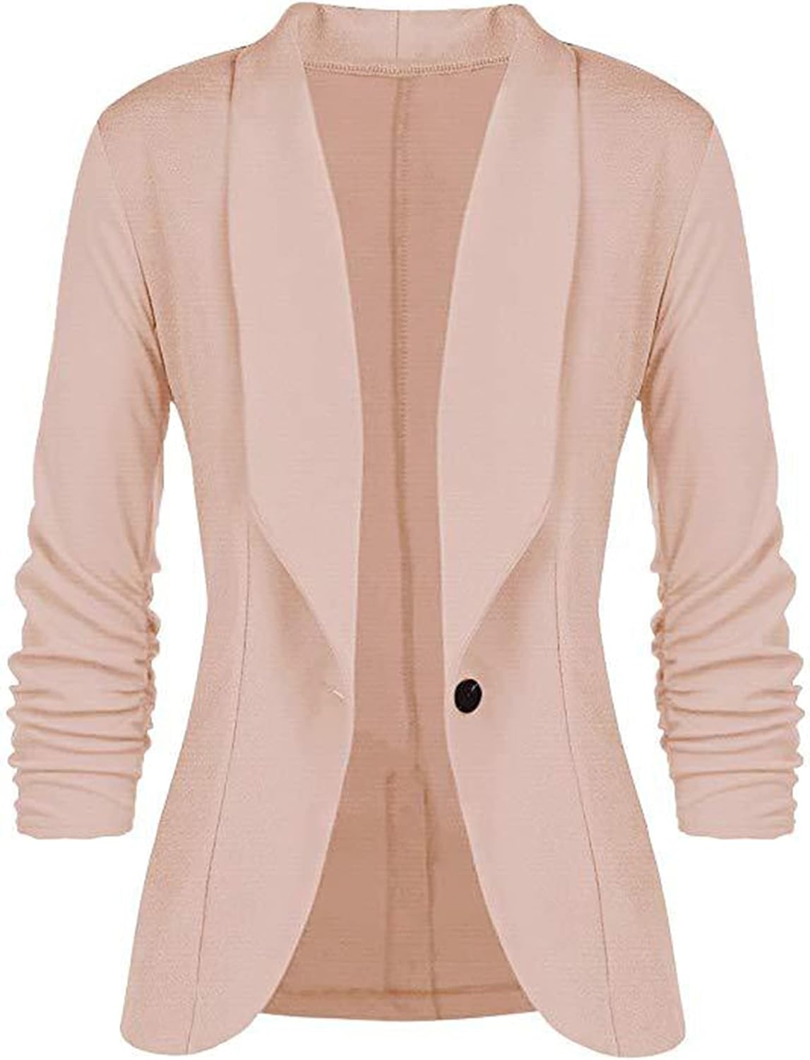 Agoky Damen Elegant Langarm Blazer Sakko Einfarbig Slim Fit Revers ...