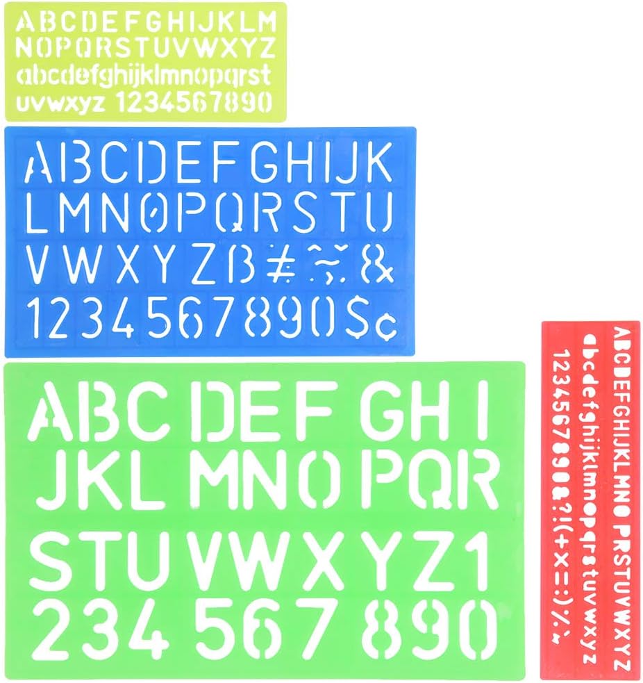 YOTINO 4 Pcs Lettering Stencils Set | Plastic Alphabet Stencils Numbers ...