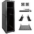 Amazon.com: Tecmojo 42U Server Rack Network Cabinet with PDU, Cooling Fans, Rack Rails, Shelf ...