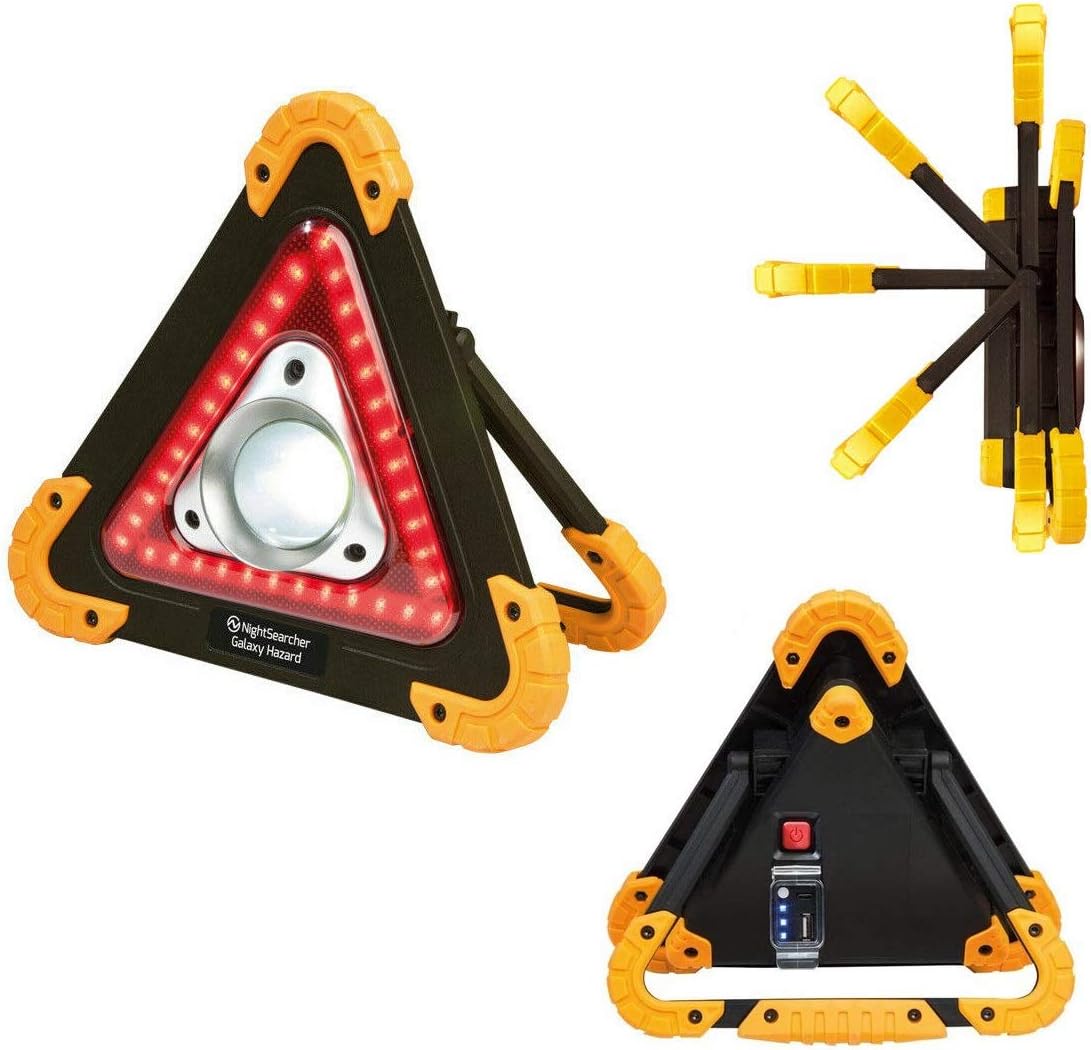 NightSearcher Galaxy Hazard Rechargeable LED Warning Triangle, USB ...