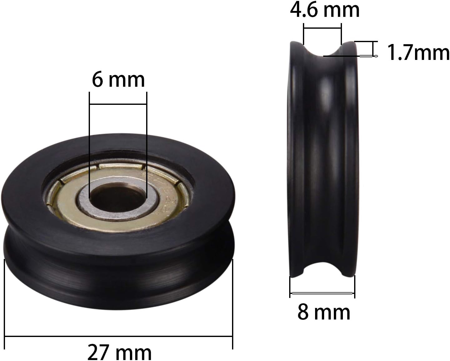 Letool 10pcs PA66 Pulley Bearing roller wheel 6278 Nylon U groove ...