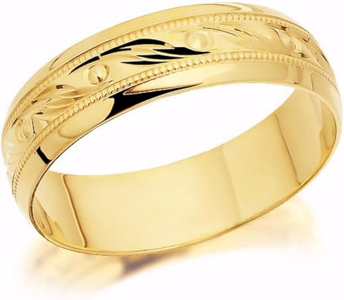 F.Hinds Mens Jewellery Jewelry 9ct Gold Beaded Swirls Grooms Wedding ...