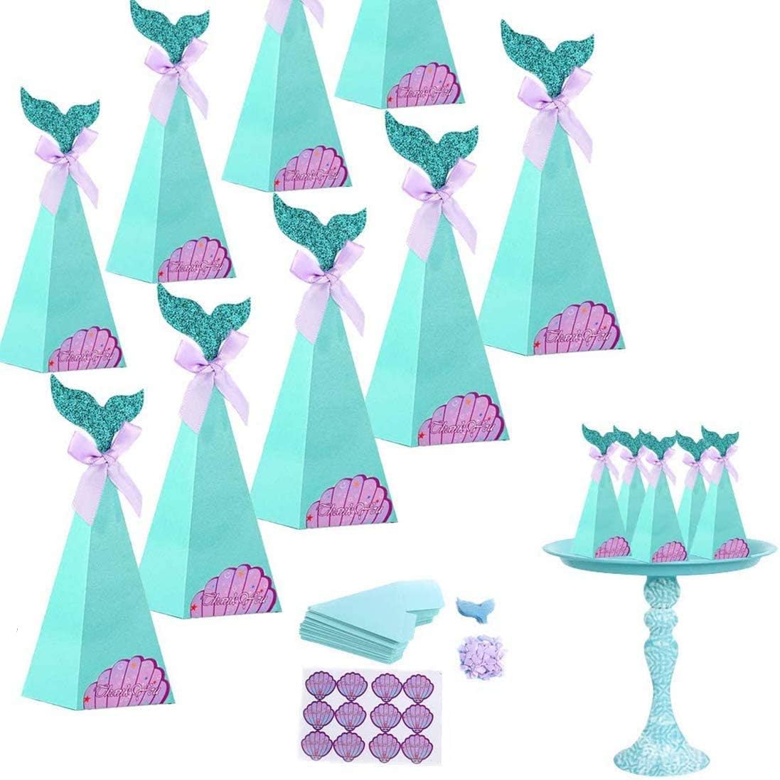 FunMove 20 Pieces Mermaid Sweet Candy Boxes Paper Gift Bag Birthday ...