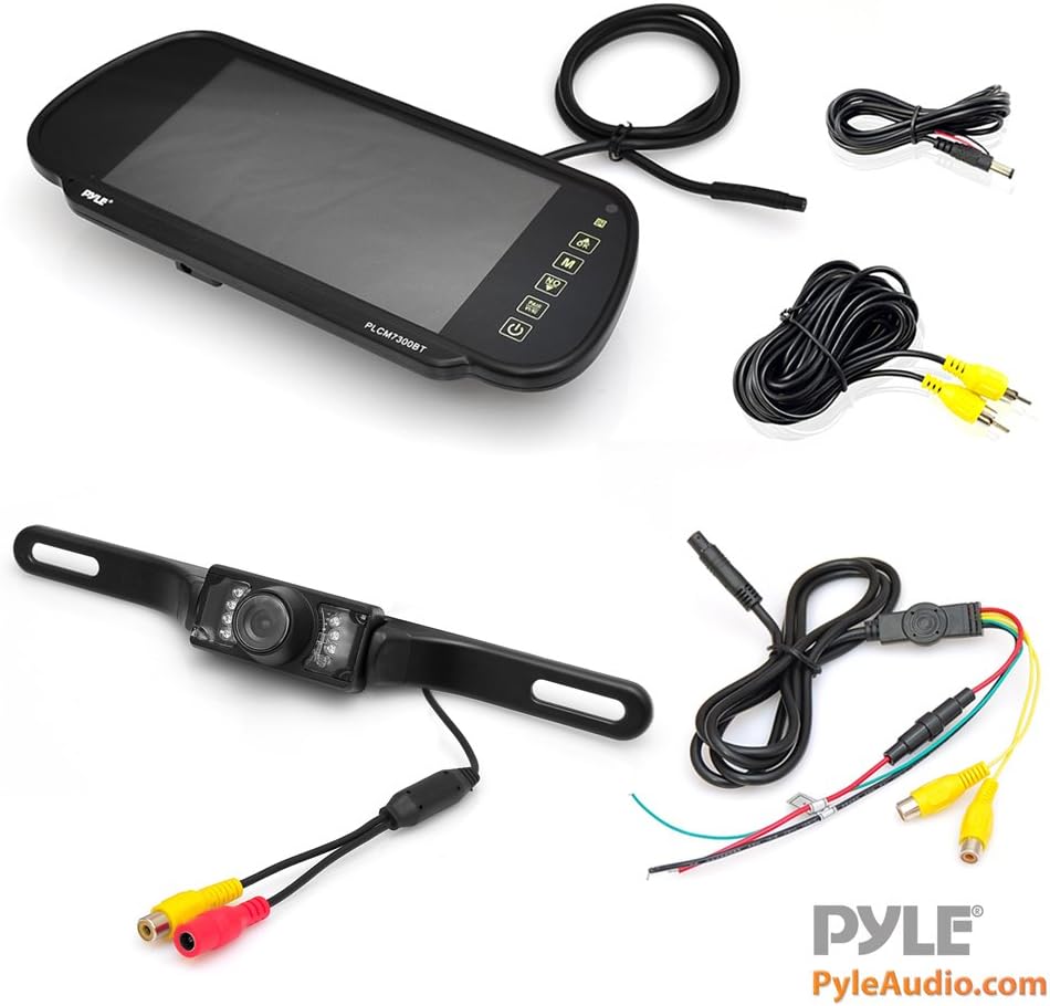 Pyle PLCM7200 7 inch TFT Mirror Monitor with License Plate Mount Rear ...
