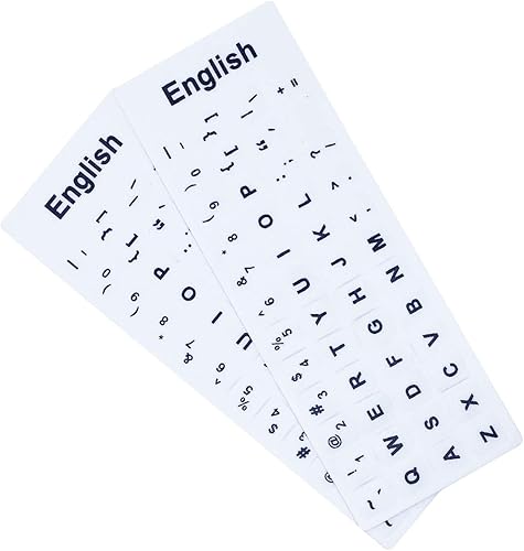 2 Pack Universal English Keyboard Stickers, White Background with Black ...