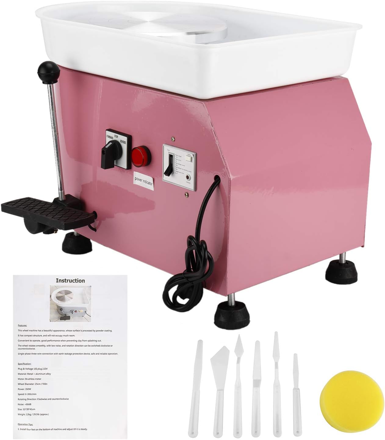 Amazon.com: 25CM 350W Electric Pottery Wheel Machine Ceramic Clay Work ...