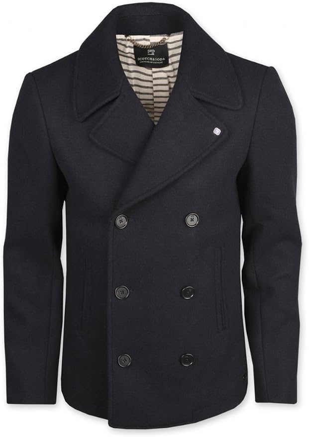 Scotch & Soda Herren Kurzmantel 13040910013 Classic caban with scarf ...