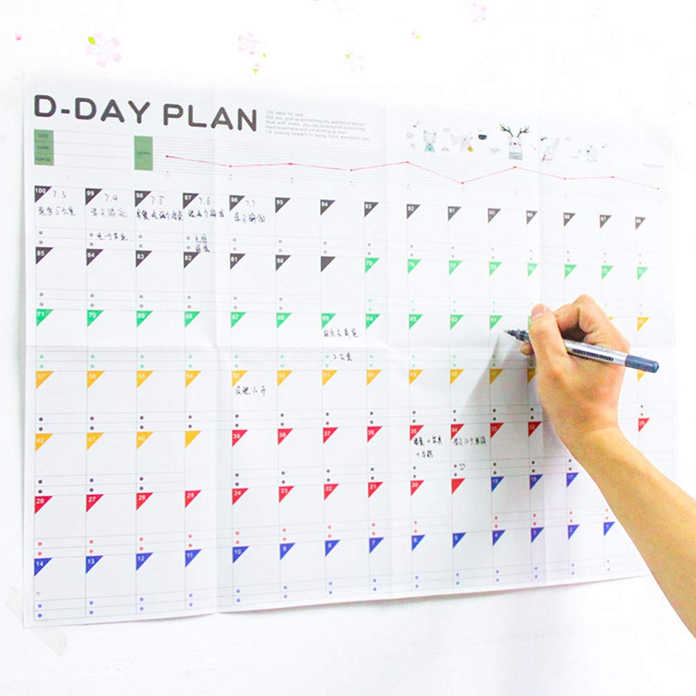 Buy 100 Days Planer Sheet Plan Paper 100 Days Countdown Schedule Wall s ...