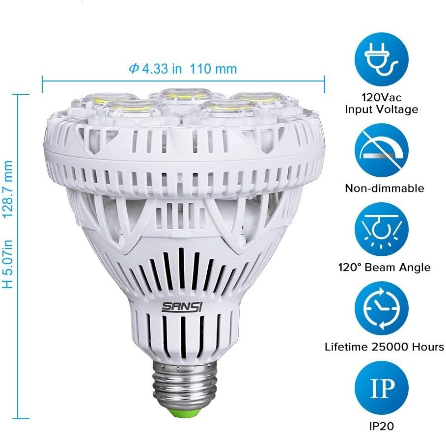 Floodlight for Warehouse Supermarket Logistic Center Church 4000lm Super Bright Bulb E26 Base ...