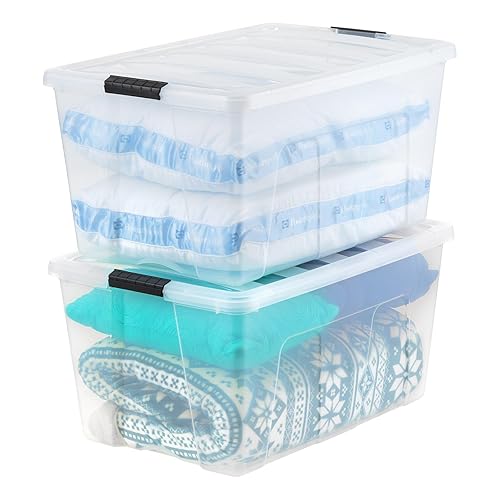 IRIS USA 94 Quart Stackable Plastic Storage Bins with Lids and Latching ...