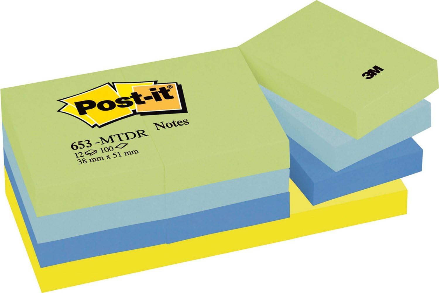 Post-it 3M87122 Notes, 38 x 51 mm - Dreamy Colours, 12 Pads (100 Sheets ...