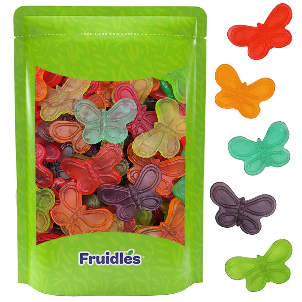 Fruidles Large Butterflies Gummi Candy 3" Inch, Assorted Fruit Flavors Gummies, Allergy Friendly ...