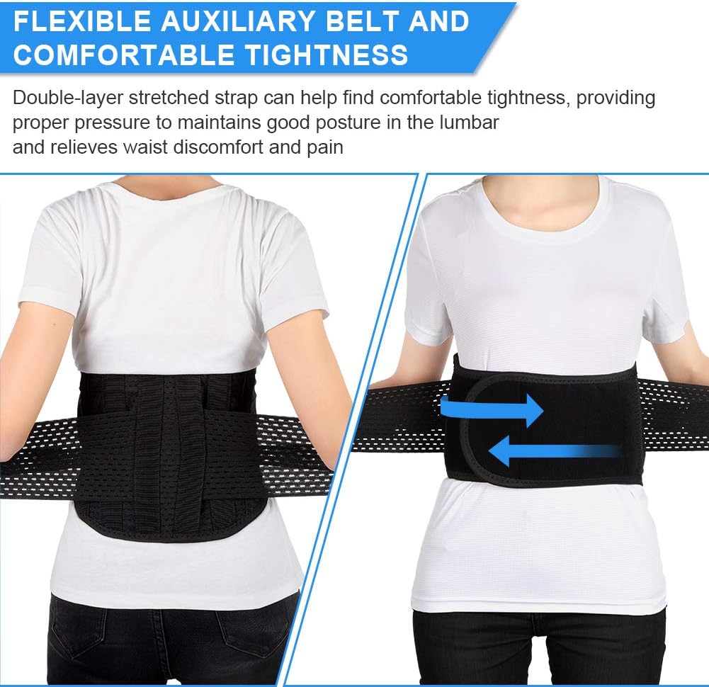 Back Support Belt, Adjustable Lower Back Brace with Double Straps and ...