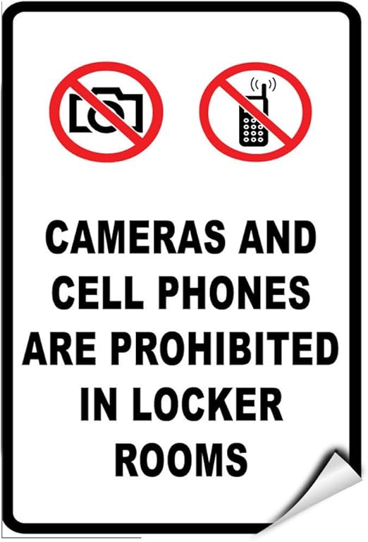 Amazon.com : Cameras Cell Phones Prohibited In Locker Rooms LABEL DECAL ...