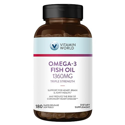 Vitamin World Triple Strength Omega 3 Fish Oil 1360 mg Supplement, 950 ...