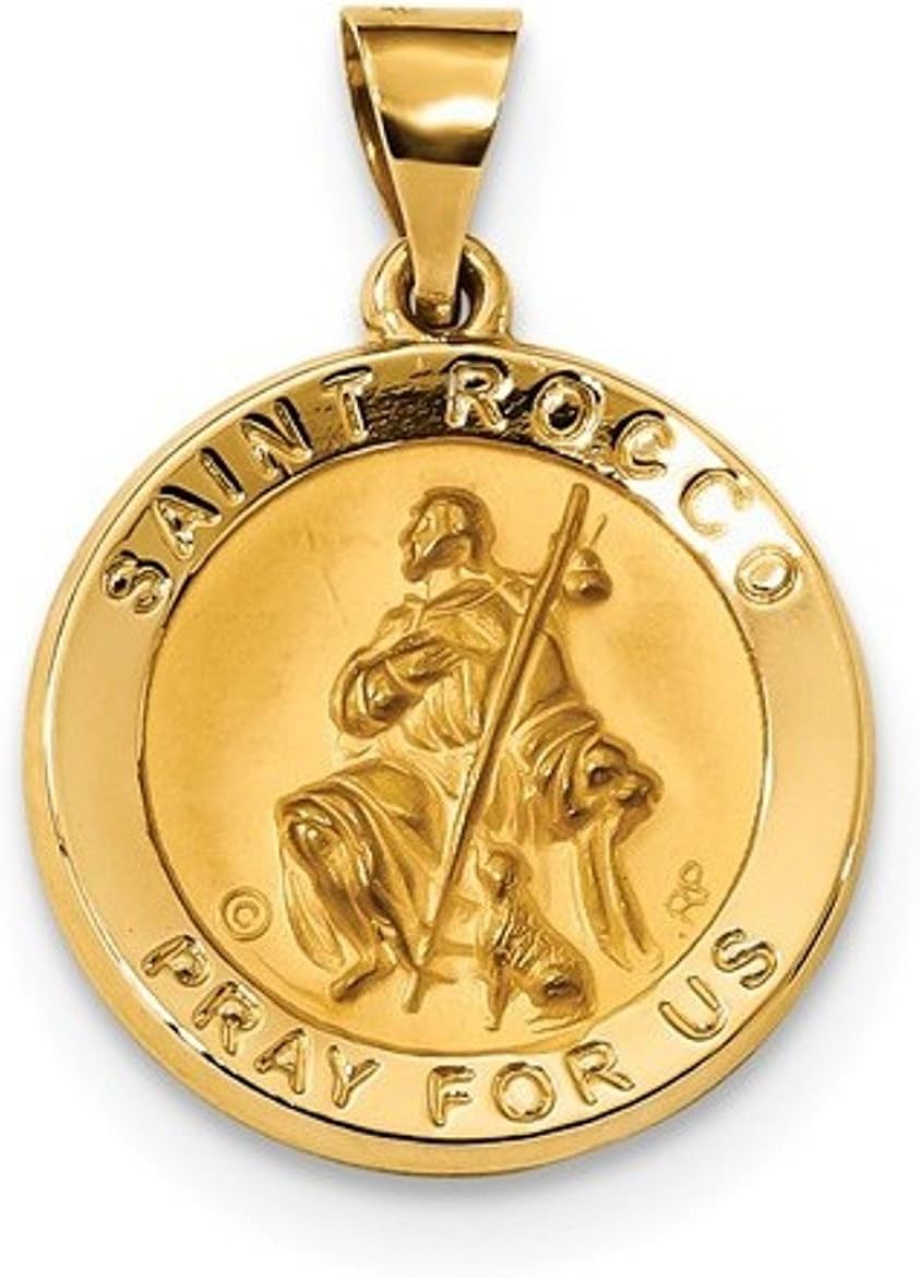 Amazon.com: 14k Yellow Gold St. Rocco Medal Pendant (21.3X18.7MM): Jewelry