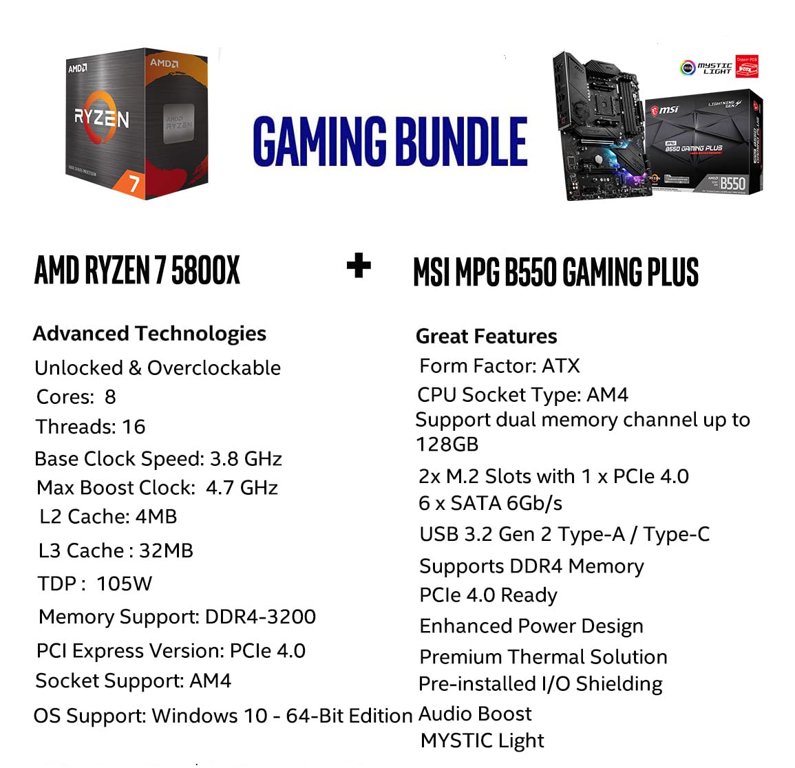 INLAND Micro Center AMD Ryzen 7 5800X 8 Core 16-Thread Unlocked Desktop Processor Bundle With ...