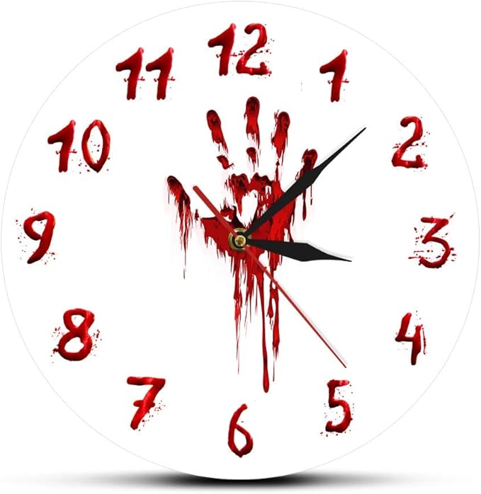 N / A Reloj de Pared Bloody Hand Horror Reloj de Pared Impreso a Mano ...