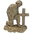 Amazon.com: Solid Rock Stoneworks Kneeling Soldier at Cross Stone ...