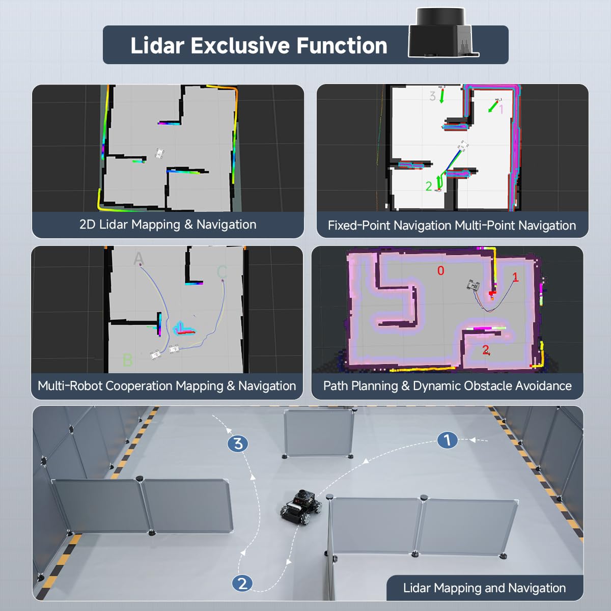 ROS2 Robot Car For Raspberry Pi 5 Programmable AI Smart Robot Kit 3D Depth Camera Lidar SLAM ...