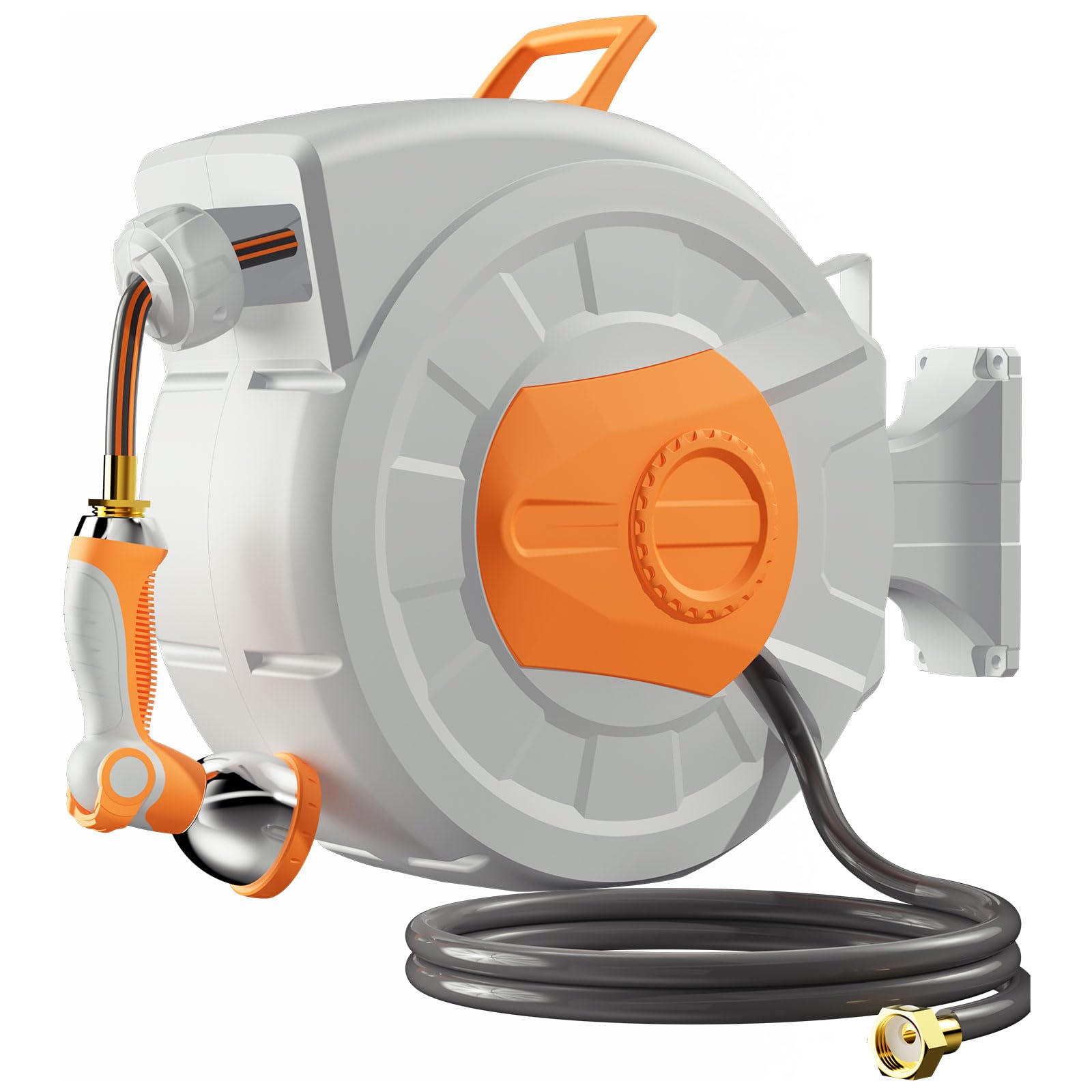 Retractable Garden Hose Reel 100ft, 1/2 Inch water hose, Wall Mounted ...