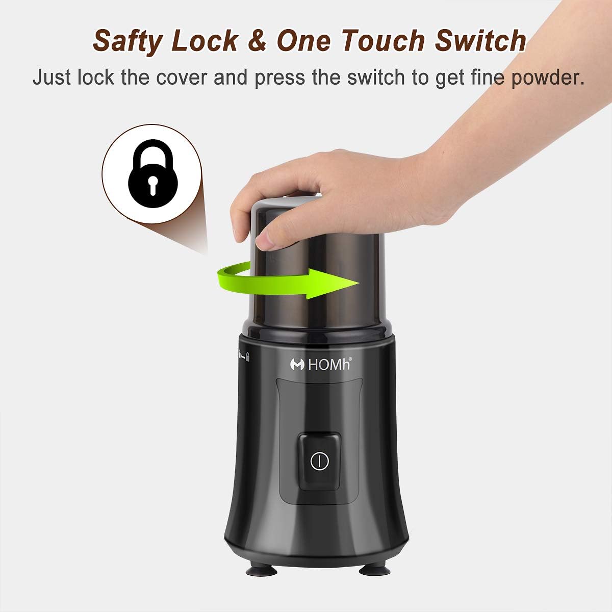 HOMh Coffee Grinder 200W, 120g Capacity Removable Bowl with Stainless ...