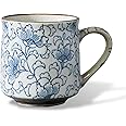 Amazon.com | Nostalgic Mino Ware Ceramic Sometsuke Small Mug Cup - Japanese Crafted, Floral ...