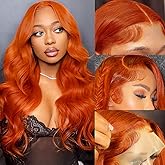 Amazon.com : cixhygsa Ginger Orange Body Wave Lace Front Wigs Human Hair Pre Plucked HD ...