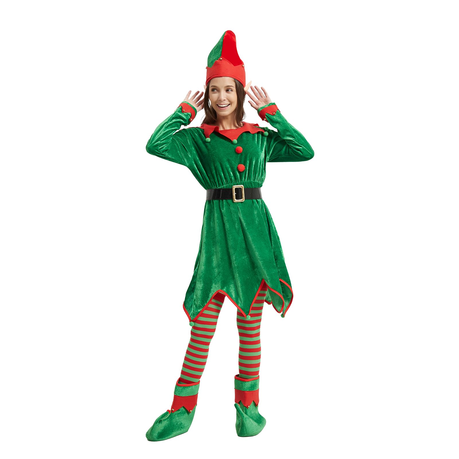 Comche 6 Pack Women’s Elf Costume Set Adult Christmas Cosplay Suit Xmas ...