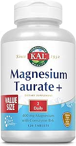 Amazon.com: KAL Magnesium Taurate Plus 400mg with Coenzyme B6, Chelated ...