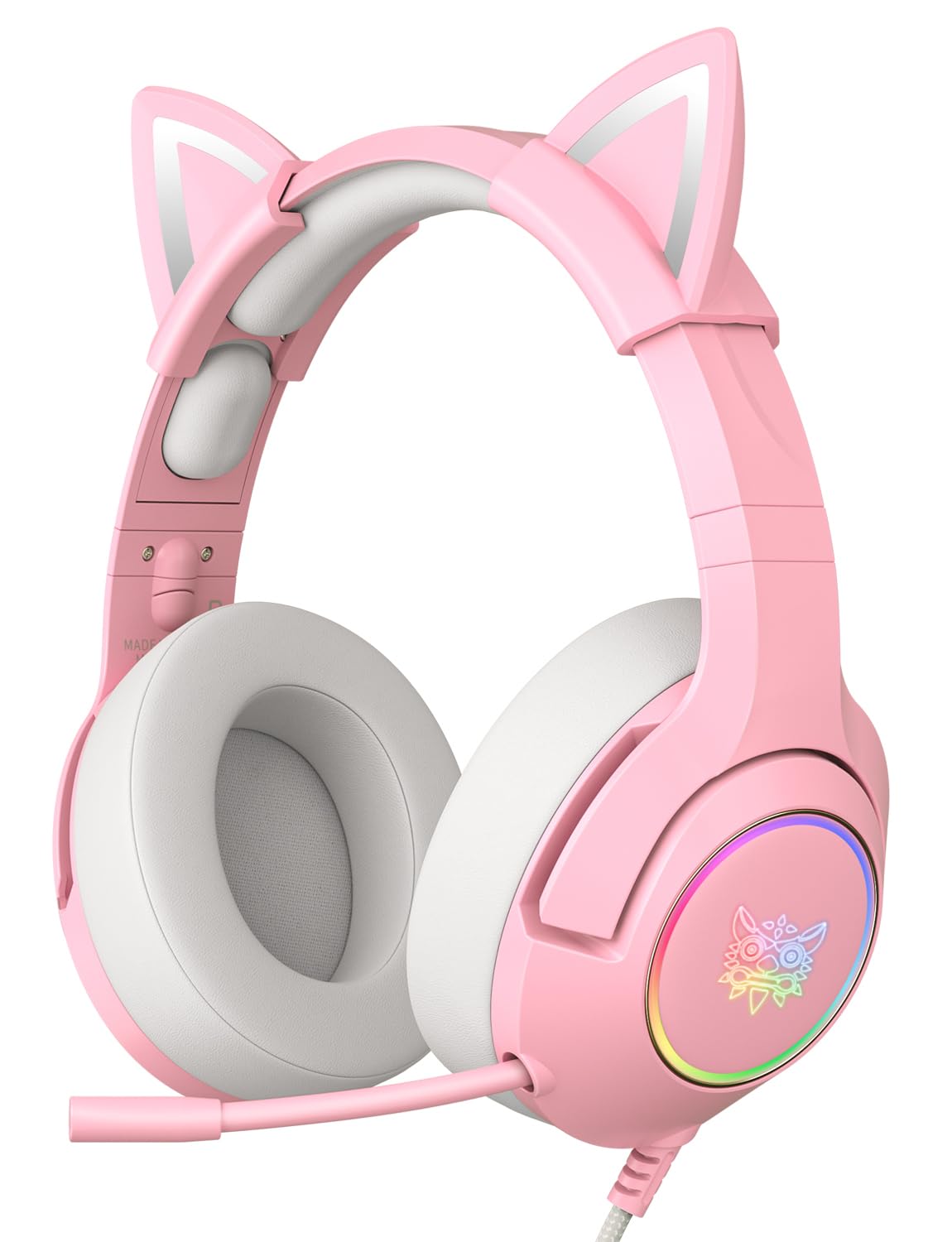 PHNIXGAM Cat Ear Gaming Cute Headset, Wired Over-Ear Headphones with ...