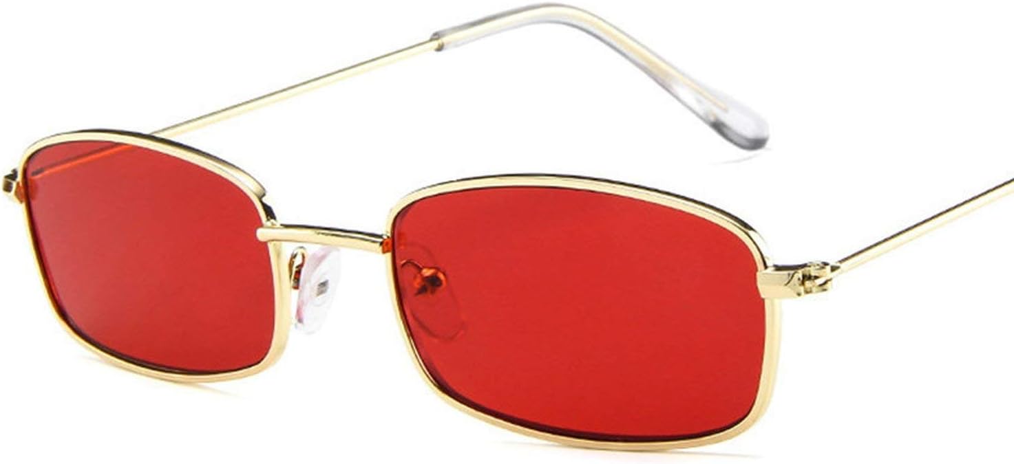 anteojos de sol rectangulares retro para hombre, lentes rojas y ...
