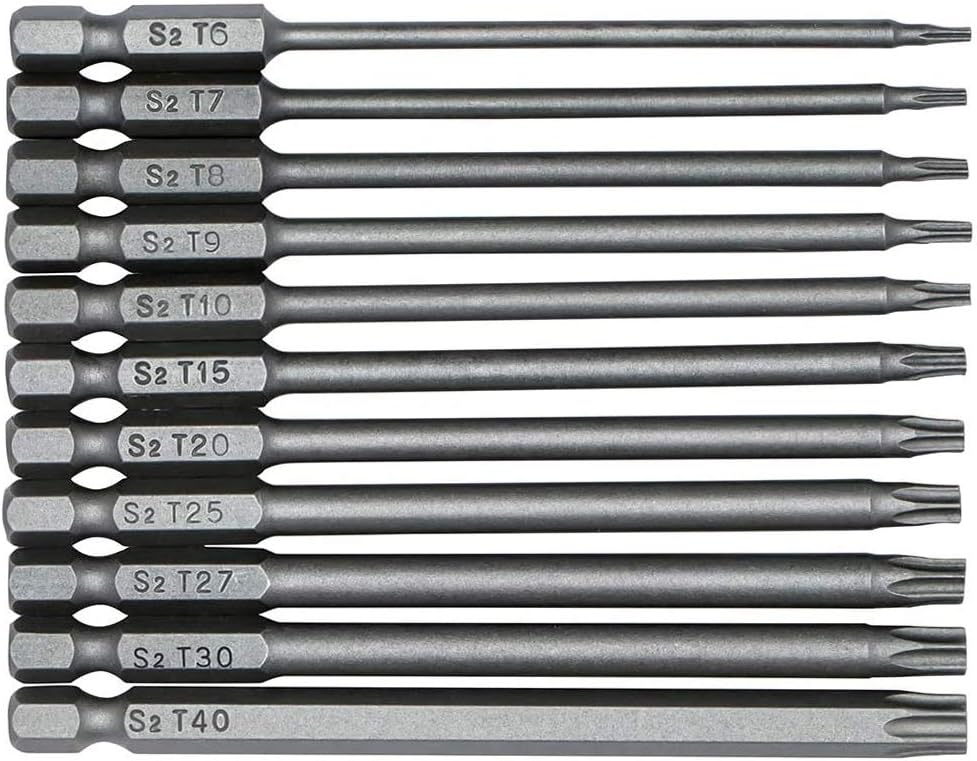 XIAQIU Torx Screwdriver Bits 11 PCS Hakkin Steel 100mm T6-T40 Long ...