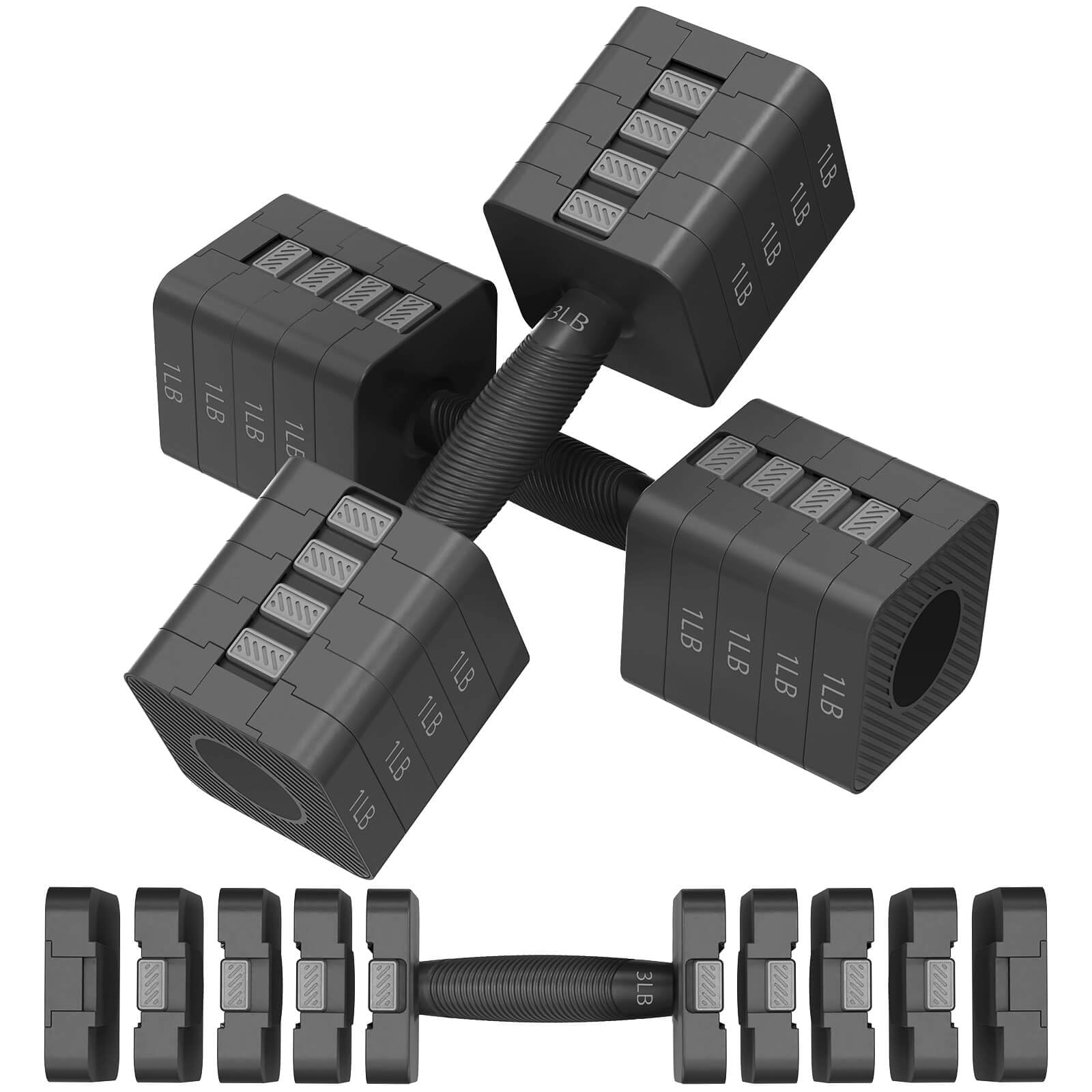 Adjustable Dumbbells Set of 2, 5-in-1 Adjustable Weight Dumbbells for ...