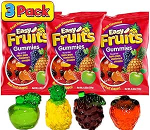 Amazon.com : Gummy Fruits 3D Easy Fruits (3 Pack) Soft Chewy Jelly ...
