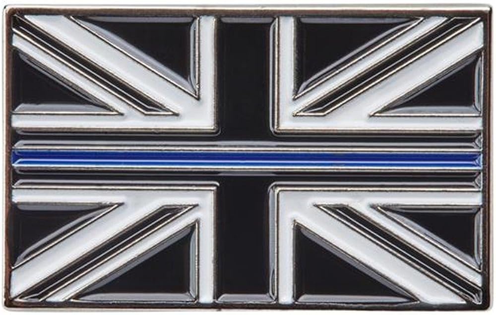 Thin Blue Line Union Jack UK Metal Tie Pin Lapel Badge : Amazon.co.uk ...