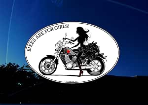 Amazon.com: Motorcycle Decal Sticker-Women Cruiser Biker Lady- Bikes ...