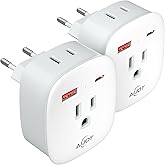 European Travel Plug Adapter with 1 USB,Type C,2 American Outlets ...