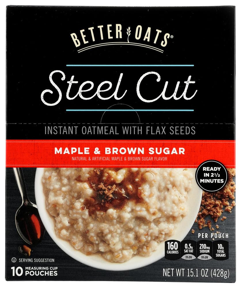 Better Oats Steel Cut MAPLE & BROWN SUGAR Instant Oatmeal, 15.1 Ounce ...