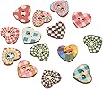 Amazon.com: PH PandaHall 100pcs Wooden Buttons 2 Holes Printed Heart ...